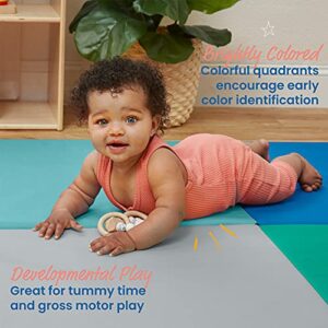 ECR4Kids SoftZone Quad Fold-N-Go Activity Mat, Colorful Soft Toddler Crawling and Tummy Time Foam Mat, Padded Infant Floor Mat, Safe Active Play for Babies, Foldable Design - Contemporary