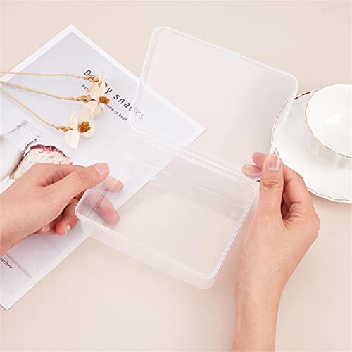 6 Pack Clear Plastic Beads Storage Containers, Empty Mini Plastic Bead Box with Hinged Lids Square Bead Organizers for Bead, Jewelry,Screws,Crafts(5.66x4.25x1.87in)