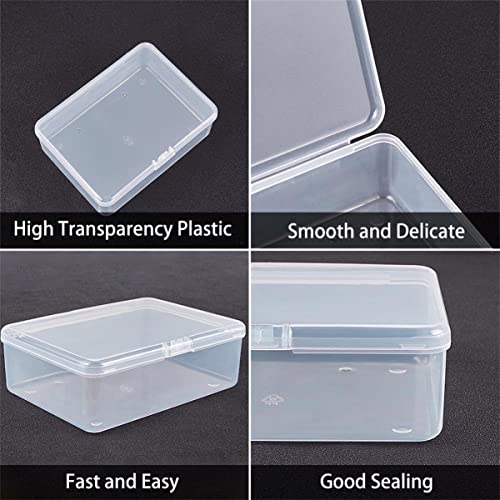 6 Pack Clear Plastic Beads Storage Containers, Empty Mini Plastic Bead Box with Hinged Lids Square Bead Organizers for Bead, Jewelry,Screws,Crafts(5.66x4.25x1.87in)