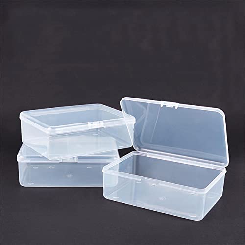 6 Pack Clear Plastic Beads Storage Containers, Empty Mini Plastic Bead Box with Hinged Lids Square Bead Organizers for Bead, Jewelry,Screws,Crafts(5.66x4.25x1.87in)