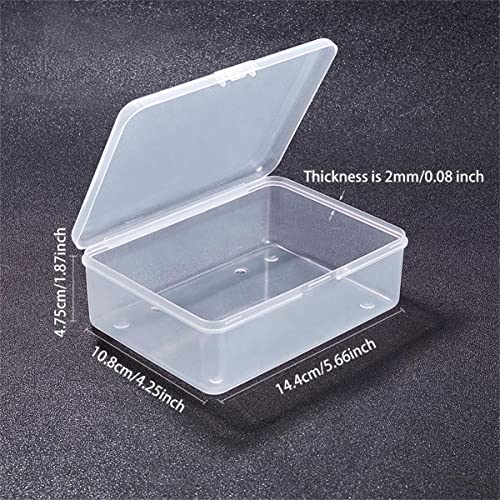 6 Pack Clear Plastic Beads Storage Containers, Empty Mini Plastic Bead Box with Hinged Lids Square Bead Organizers for Bead, Jewelry,Screws,Crafts(5.66x4.25x1.87in)