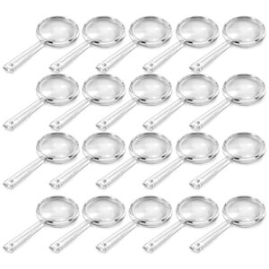 billioteam 40 pcs 5x plastic mini magnifying glasses, handheld magnifiers, portable reading magnifying glass bulk, handheld magnifying lens for kids, seniors, school, students, outdoor