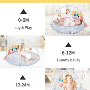 Baby Gym Play Mat,Musical Activity Center Kick Piano Gym Tummy Time Toys for Newborn Babies，Infant Toys Large Thickened and Non Slip Mat Washable (Red)