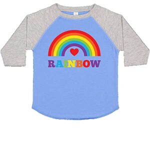 inktastic heart rainbow toddler t-shirt 2t blue and heather d002