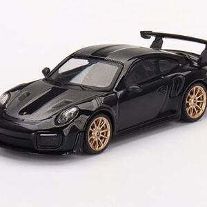 911 (991) GT2 RS Weissach Package Black with Carbon Stripes Ltd Ed to 3960 pcs Worldwide 1/64 Diecast Model Car by True Scale Miniatures MGT00401