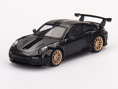 911 (991) GT2 RS Weissach Package Black with Carbon Stripes Ltd Ed to 3960 pcs Worldwide 1/64 Diecast Model Car by True Scale Miniatures MGT00401