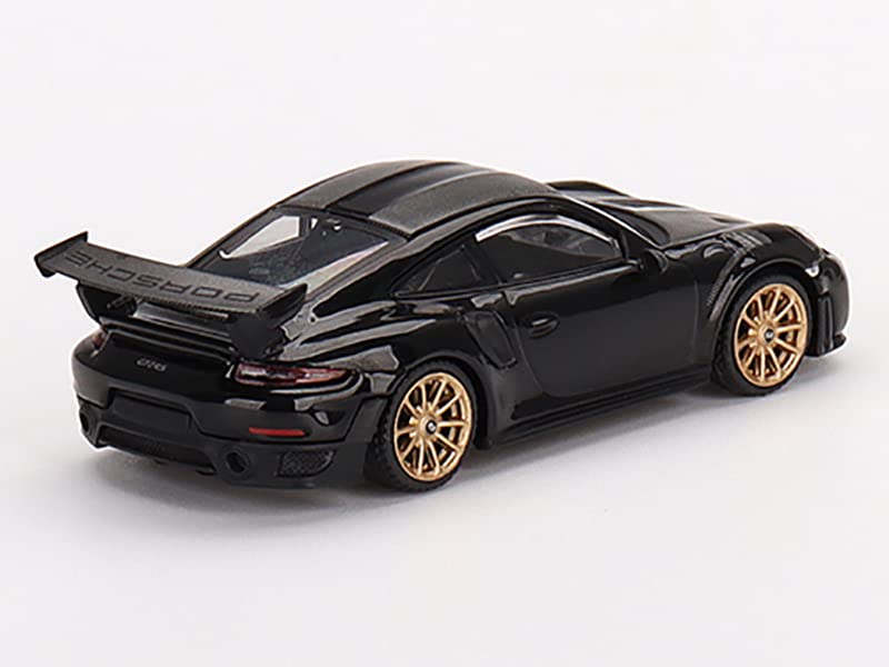 911 (991) GT2 RS Weissach Package Black with Carbon Stripes Ltd Ed to 3960 pcs Worldwide 1/64 Diecast Model Car by True Scale Miniatures MGT00401