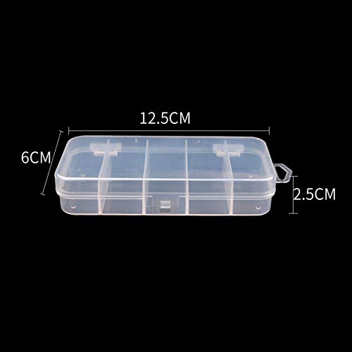 RuiLing 3pcs Multifunctional Portable 5-Grid Clear Visible Plastic Fishing Tackle Accessory Box 5 Compartments Jewelry Making Findings Organizer 4.96 x 2.44 x 1 Inch