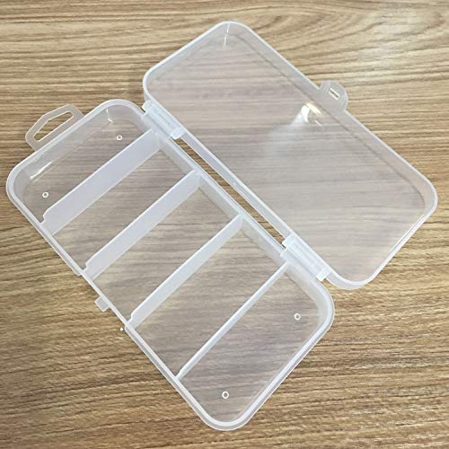 RuiLing 3pcs Multifunctional Portable 5-Grid Clear Visible Plastic Fishing Tackle Accessory Box 5 Compartments Jewelry Making Findings Organizer 4.96 x 2.44 x 1 Inch