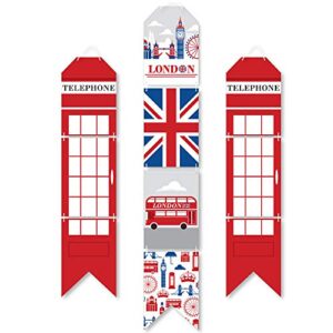 Big Dot of Happiness Cheerio, London - Hanging Vertical Paper Door Banners - British UK Party Wall Decoration Kit - Indoor Door Decor