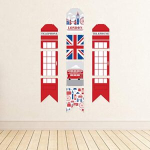 Big Dot of Happiness Cheerio, London - Hanging Vertical Paper Door Banners - British UK Party Wall Decoration Kit - Indoor Door Decor