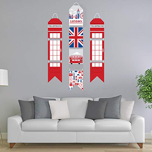 Big Dot of Happiness Cheerio, London - Hanging Vertical Paper Door Banners - British UK Party Wall Decoration Kit - Indoor Door Decor