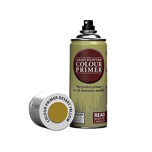 The Army Painter Color Primer Spray Paint, Desert Yellow, 400ml, 13.5oz - Acrylic Spray Undercoat for Miniature Painting - Spray Primer for Plastic Miniatures