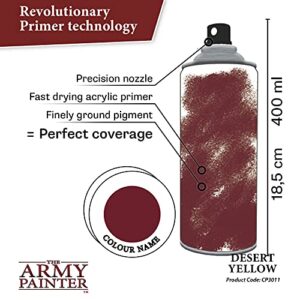 The Army Painter Color Primer Spray Paint, Desert Yellow, 400ml, 13.5oz - Acrylic Spray Undercoat for Miniature Painting - Spray Primer for Plastic Miniatures