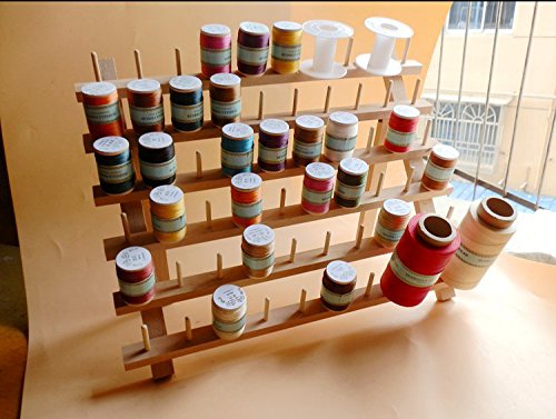 BAENRCY 4-Pack 60-Spool Wooden Thread Holder Sewing and Embroidery Thread Rack and Organizer Thread Rack for Sewing with Hook