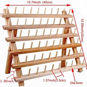 BAENRCY 4-Pack 60-Spool Wooden Thread Holder Sewing and Embroidery Thread Rack and Organizer Thread Rack for Sewing with Hook