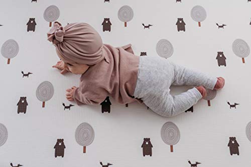 Grace & Maggie Large Baby Play Mat in Forrest Grey - Foam Mat for Baby to Play on Floor, Soft Play Mats for Babies and Toddlers Crawling Infant, Waterproof, Non-Slip, Hypoallergenic Baby Playmat