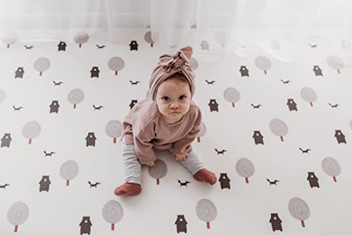 Grace & Maggie Large Baby Play Mat in Forrest Grey - Foam Mat for Baby to Play on Floor, Soft Play Mats for Babies and Toddlers Crawling Infant, Waterproof, Non-Slip, Hypoallergenic Baby Playmat