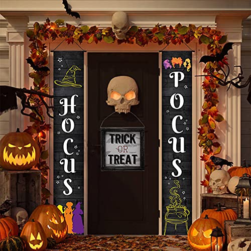 Halloween Front Porch Decor - Hocus Pocus Porch Sign Hanging Decorations Banner Outside