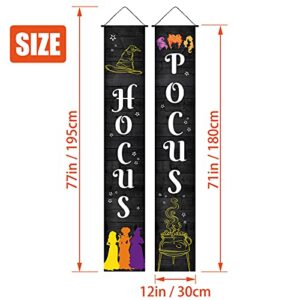 Halloween Front Porch Decor - Hocus Pocus Porch Sign Hanging Decorations Banner Outside