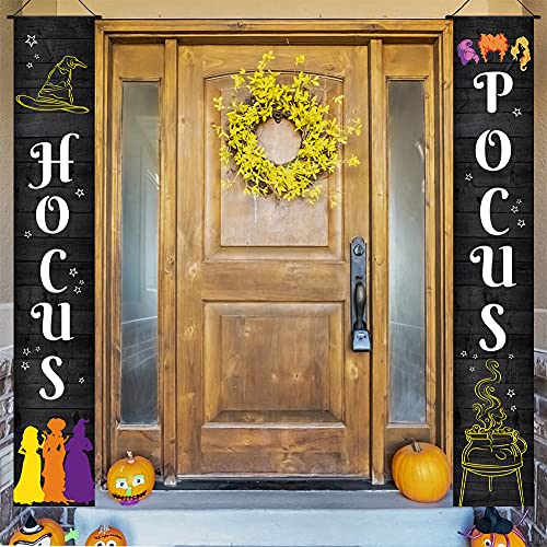 Halloween Front Porch Decor - Hocus Pocus Porch Sign Hanging Decorations Banner Outside