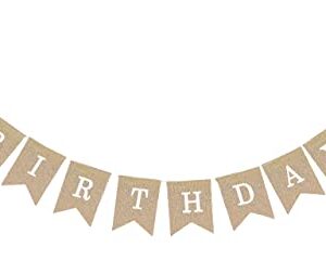 Mandala Crafts Burlap Happy Birthday Banner - Happy Birthday Burlap Banner Garland Bunting Pendant Flag for Rustic Birthday Decorations -Boho Burlap Birthday Banner for Adults