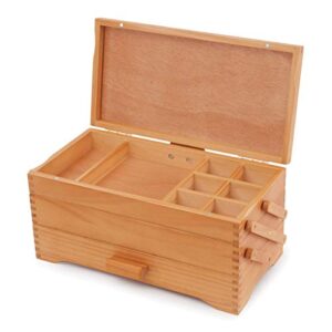 Milward Pine Wood Cantilever Craft Box - Magnetic Closure Box Size: (d/w/h): 17 x 38 x 18cm