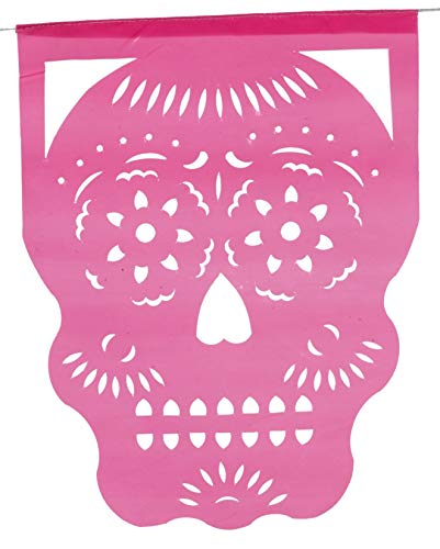 Paper Full of Wishes Day of The Dead Plastic Papel Picado 2pk Cabezita Calavera I 12 Plastic Panels per Banner I Each Banner over 12ft Hanging