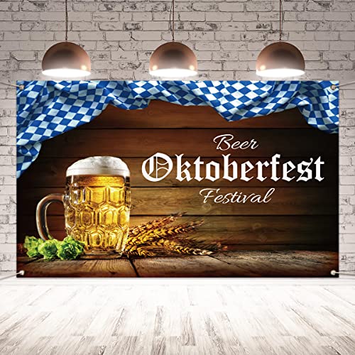 Oktoberfest Backdrop for Photography Oktoberfest Banner Fall German Bavarian Oktoberfest Beer Party Decorations and Supplies for Home Party…