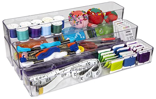 ArtBin 6959AG 2-in-1 Wall and Desktop Organizer, Stadium Wall-Mountable Desktop Organizer, Clear, 1 Organizer