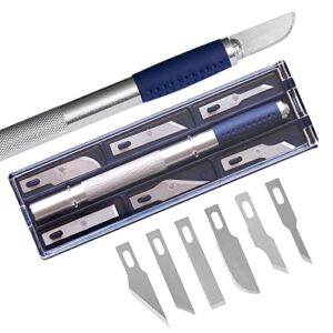 wa portman 7 piece precision hobby knife set – 6 carbon steel art knife blades – precision knife set – 7 piece craft knife kit – hobby knives – exacto knife set compatible – art knife set