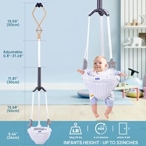 BF780 Baby Doorway Jumper, Durable Door Bouncer & Swing, Baby Jumper with Door Clamp Adjustable Strap, Easy to Use Exerciser for Infants Toddlers for 6-24 Months(Dark Grey)