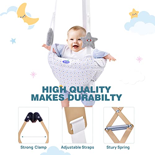 BF780 Baby Doorway Jumper, Durable Door Bouncer & Swing, Baby Jumper with Door Clamp Adjustable Strap, Easy to Use Exerciser for Infants Toddlers for 6-24 Months(Dark Grey)