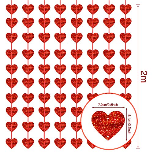 24 Pack red Heart Garlands Valentine's Day Decorations 144 Pieces Red Hearts for Valentine's Day, Wedding, Mother's Day, Party Supplies, No DIY