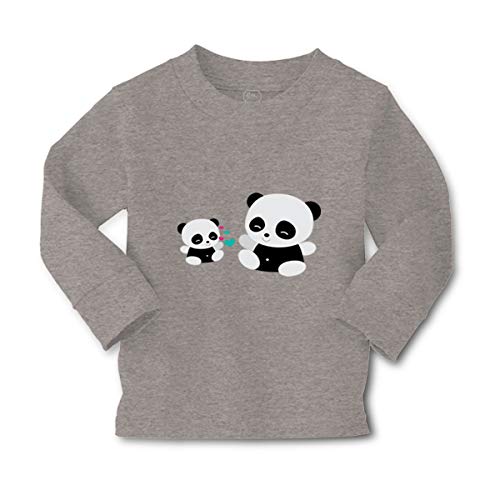 Kids Long Sleeve T Shirt Woodland Panda Cute Baby Love Funny Humor Baby Love Cotton Girls & Boys Clothes Funny Graphic Tee Oxford Gray Design Only 3T