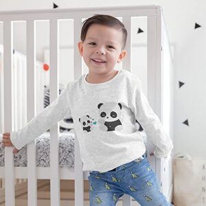 Kids Long Sleeve T Shirt Woodland Panda Cute Baby Love Funny Humor Baby Love Cotton Girls & Boys Clothes Funny Graphic Tee Oxford Gray Design Only 3T