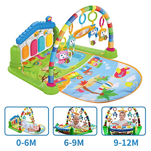 WYSWYG Baby Play Mat Baby Play Gym Activity Mat Kick and Play Piano Gym Activity Center for Baby with Music and Light 0 3 6 12 Months