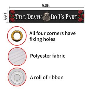 Till Death Do Us Party Large Banner Sign,Engagement Party Couples Shower Wedding Bachelor Party Decorations Supplies,Lawn Sign Yard Sign Banner Backdrop 9.8x1.6ft