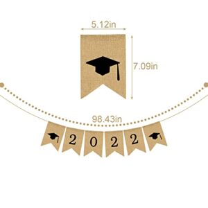 Rainlemon Jute Burlap 2022 Graduation Party Banner Classroom Decoration Photo Booth Backdrop