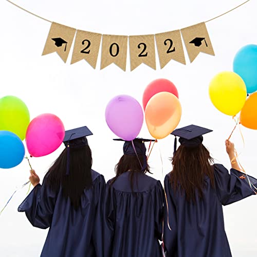 Rainlemon Jute Burlap 2022 Graduation Party Banner Classroom Decoration Photo Booth Backdrop