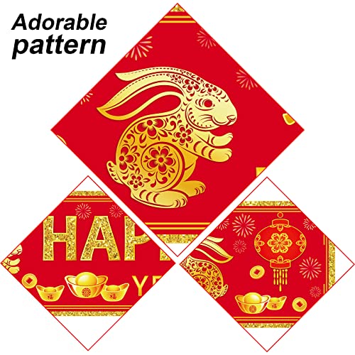 Chinese 2023 New Year Decorations, New Year Party Suppliers Year of the Rabbit Party Banner with 20 Glue Point Dots, Chinese New Year Red