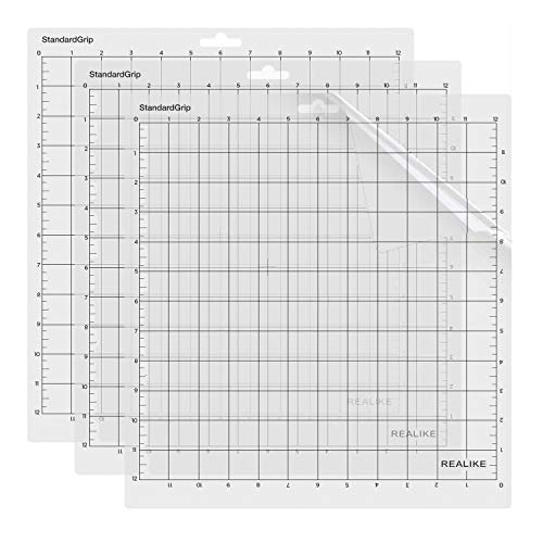 REALIKE 12x12 StandardGrip Cutting Mat for Cricut Explore One/Air/Air 2/Maker(3 Mats), Gridded Adhesive Non-Slip Cut Mat for Crafts, Quilting, Sewing and All Arts