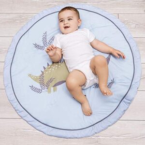 My Little Zone Round Baby Play Mat - Baby Nursery Mat for Infants, Dinosaur Theme Tummy Time Playmat, Machine Washable, 36 inch, Cotton, Blue