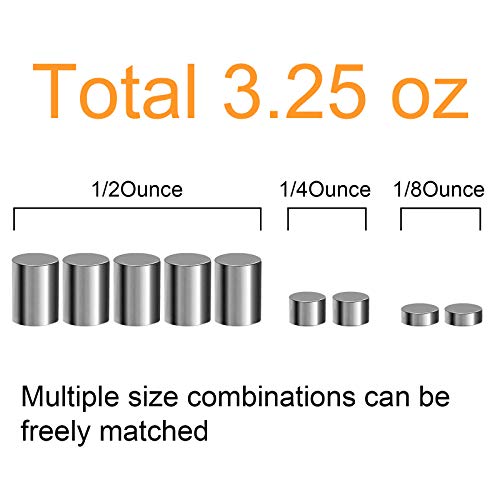 Ruisita 3.25 Ounces Tungsten Weights Polished Speed Axles Kit 3/8 Inch Incremental Cylinders Weights and 4 Pieces Polished Axles to Optimize Your Car Speed