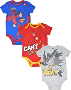 warner bros. baby boys 3 pack bodysuits: batman flash 3-6 months