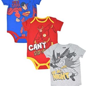 WARNER BROS. Baby Boys 3 Pack Bodysuits: Batman Flash 3-6 Months