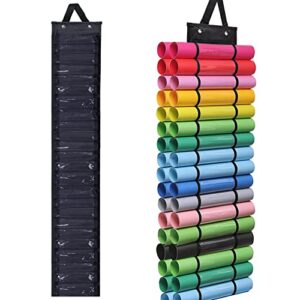 wensdr vinyl roll holder with 48 compartments vinyl storage organizer door hanging/wall mount craft vinyl holder storage rack black