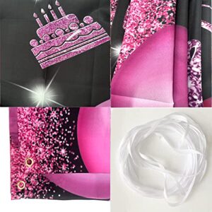 Happy 15st Birthday Backdrop Banner Pink Purple 15th Sign Poster 15 Birthday Party Supplies for Anniversary Photo Booth Photography Background Birthday Party Decorations, 72.8 x 43.3 Inch