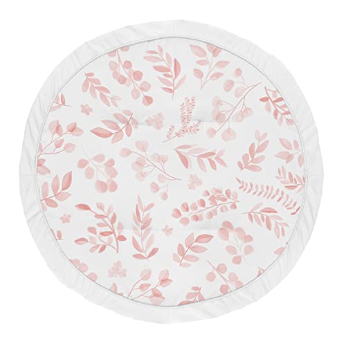 Sweet Jojo Designs Blush Pink and White Floral Leaf Girl Baby Playmat Tummy Time Infant Play Mat Boho Chic Bohemian Watercolor Botanical Flower Woodland Tropical Garden Leaves Pastel Light Pink Nature