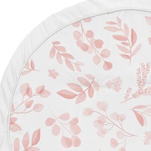 Sweet Jojo Designs Blush Pink and White Floral Leaf Girl Baby Playmat Tummy Time Infant Play Mat Boho Chic Bohemian Watercolor Botanical Flower Woodland Tropical Garden Leaves Pastel Light Pink Nature